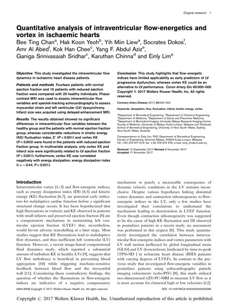 Pdf Quantitative Analysis Of Intraventricular Flow Energetics And