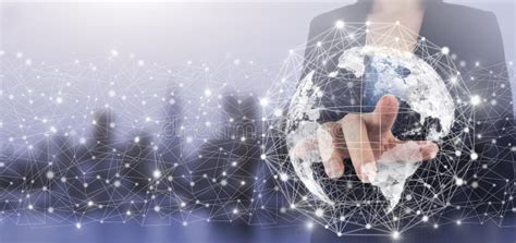 Abstract World Network Connection Internet And Global Connection Concept Hand Touch Digital