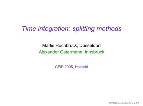 Time Integration Splitting Methods
