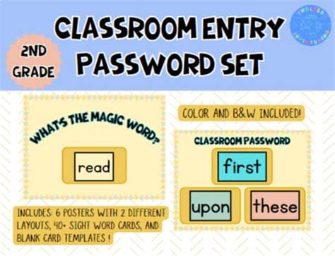 2nd Grade Classroom Password Posters Sight Word Cards By Endless
