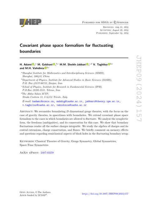 Pdf Covariant Phase Space Formalism For Fluctuating Boundaries