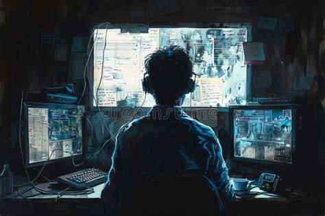 capture the essence of a wide angle view hacker in a traditional medium using pen and ink to