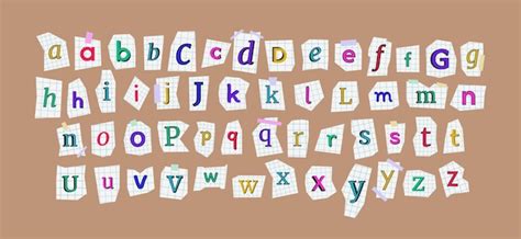 Premium Vector Vector Font Cutout From Notebook In Cell For Collages And Scrapbooking