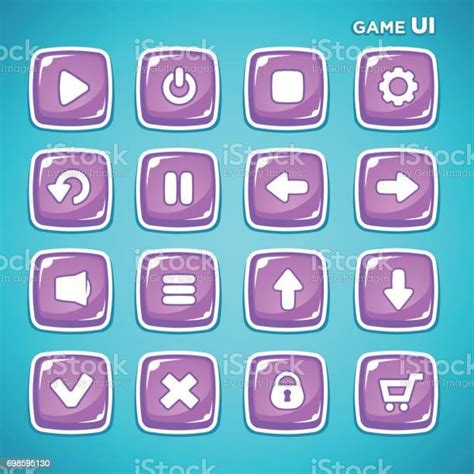 Mobile Game Ui Vector Collection Of Icons And Buttons Stock
