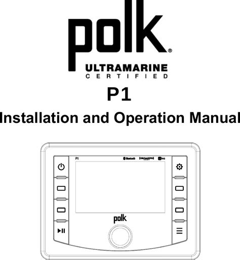 Sounding Audio P Polk Marine Audio User Manual P R