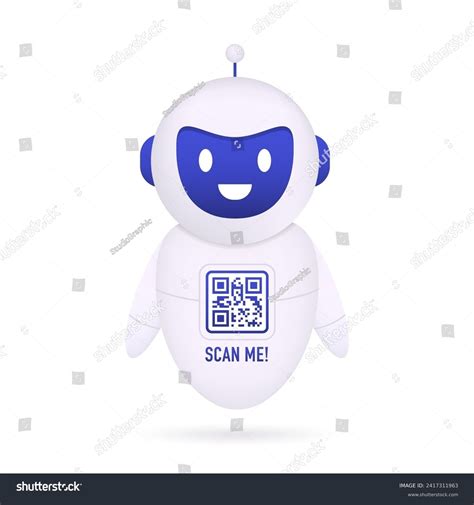 Robot Scanning Qr Code Scan Me Stock Vector Royalty Free 2417311963