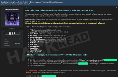 Ticketmaster Hackers Leak 30k Ticket Barcodes Share Counterfeit Tutorial