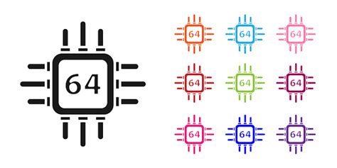흰색 배경에 격리 된 마이크로 회로 Cpu 아이콘블랙 컴퓨터 프로세서 회로 기판칩 또는 Cpu 마이크로 프로세서 다채로운 아이콘을 설정합니다 벡터 일러스트레이션 0명에 대한