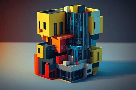 Colorful Cubic Building Blocks Created By Generative Ai Stock