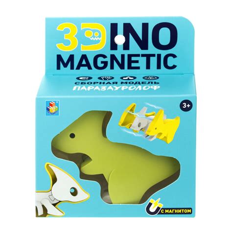 Сборная модель 1TOY 3Dino Magnetic динозавр Паразауролоф зеленый купить ...