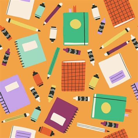 Premium Vector Seamless Pattern With Notebooks And Educational