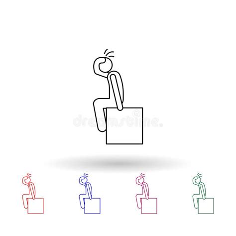 Tired Man Sits On A Box Multi Color Icon Simple Thin Line Outline Vector Of Carrying And
