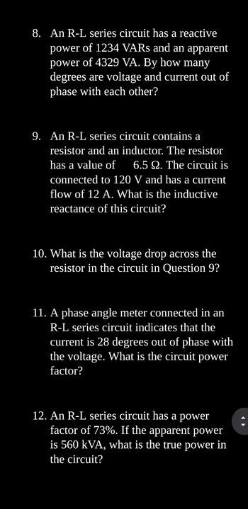 Answered An R L Series Circuit Has A Reactive Power Of VARs And An Apparent Power Of