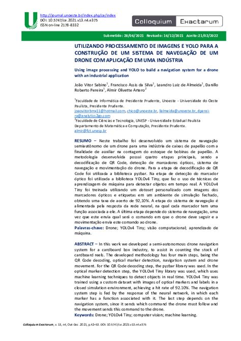 Pdf Utilizando Processamento De Imagens E Yolo Para A Construção De