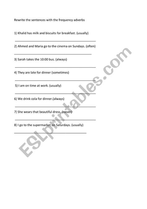 Frequency Adverbs Esl Worksheet By Charlotte1209