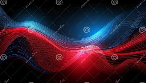 Abstract Red Blue Light Racing Fast Speed Curve Dynomic Motion On Black Background Generative Ai