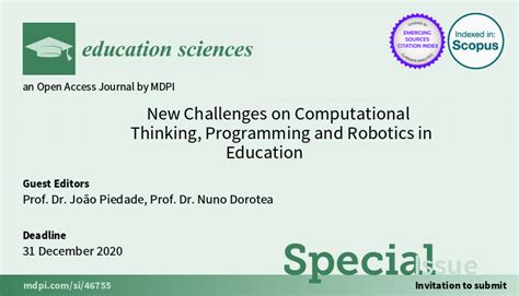 Pdf Special Issue New Challenges On Computational Thinking Programming And Roboctics In