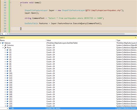 ExecuteQuery Not Returning Correct Values WinForms ThinkGeo
