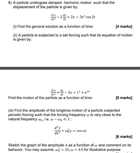 Solved 6 A Particle Undergoes Damped Harmonic Motion Chegg Com