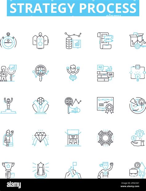 Strategy Process Vector Line Icons Set Planning Analysis Execution Decision Making