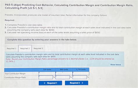 pa5 5 algo ﻿predicting cost behavior calculating