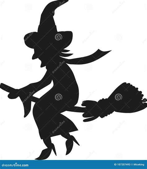 Flying Witch On A Broom Stock Vector Illustration Of Isolated 107207493