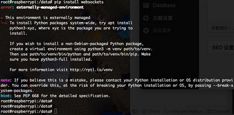 树莓派 安装报错 虚拟环境 Pip3 Install Error Externally Managed Environment 阿枫个人学习