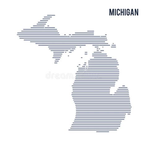 Vector Abstract Hatched Map Of State Of Michigan With Lines Isolated On A White Background