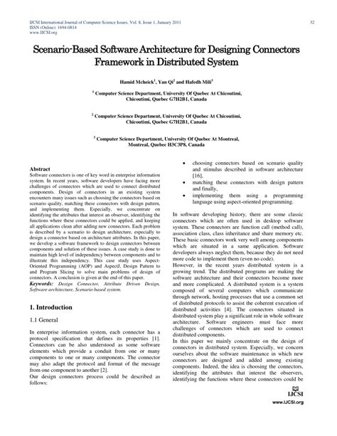 Pdf Scenario Based Software Architecture For Designing Connectors
