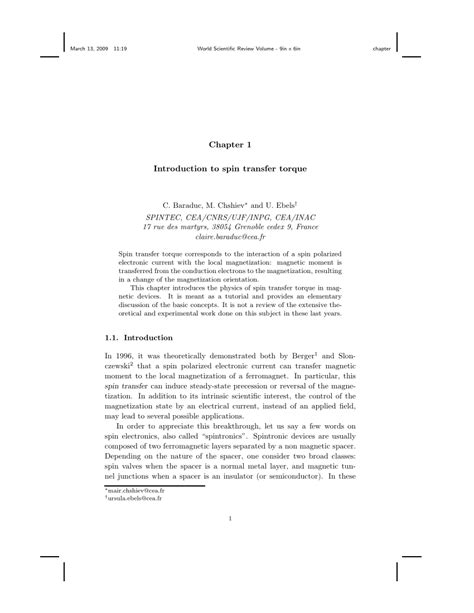 Pdf Introduction To Spin Transfer Torque