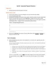 Lab Pdf Lab Javascript Program Structure Objectives Writing Javascript Code That