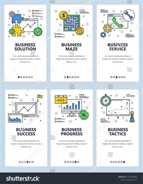Vector Web Site Linear Art Onboarding Screens Template Business Icons Menu Banners For Website