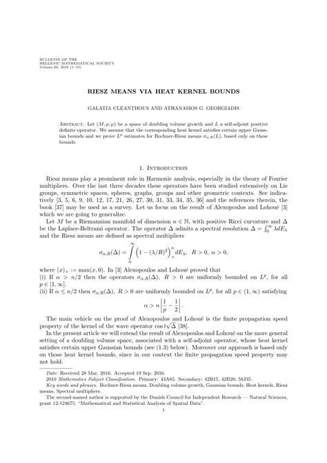 Pdf Riesz Means Via Heat Kernel Bounds