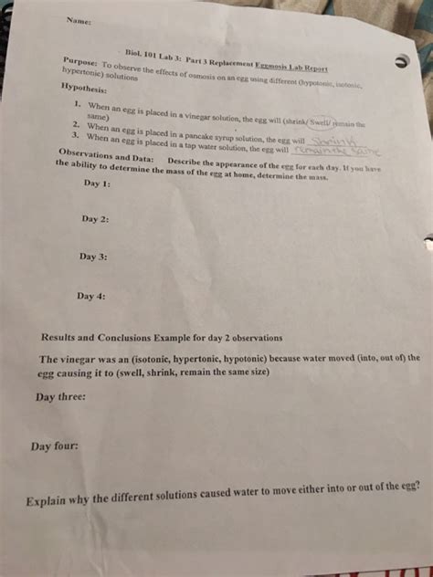 solved biol 101 lab 3 supplement for part 3 procedure