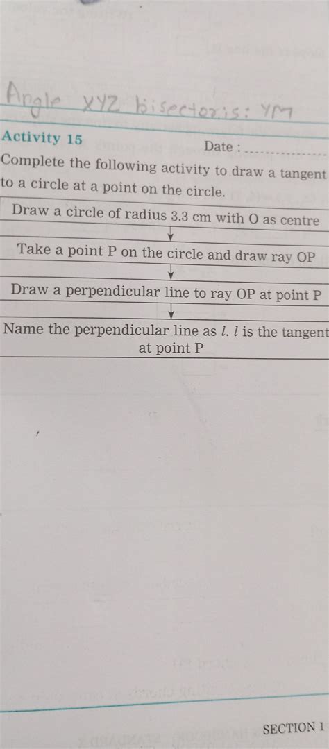 Activity Date Complete The Following Activity To Draw A Tangent To A