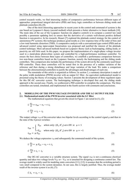 Comparison Of Backstepping Sliding Mode And Pid Regulators For A Voltage Inverter Pdf