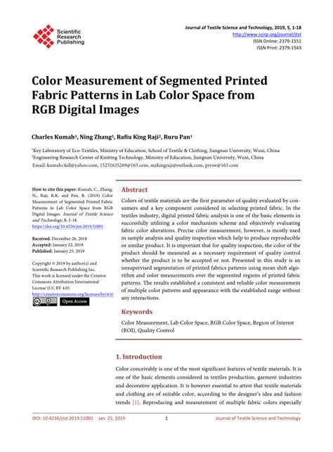 pdf color measurement of segmented printed fabric patterns in lab
