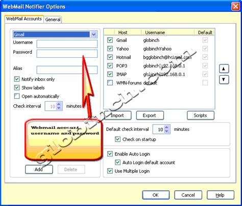 Webmail Notifier Firefox Extension For Gmail Yahoo Hotmail Pop3 Imap Etc Globinch