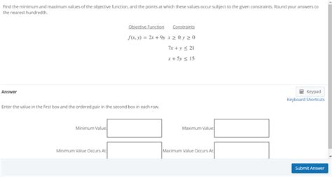 Solved Find The Minimum And Maximum Values Of The Objective