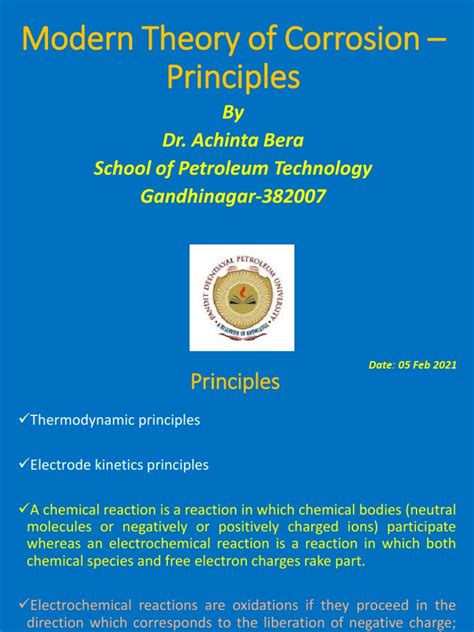 Modern Theory Of Corrosion Principles Unit 1 Lecture Ab Pdf Corrosion Electrochemistry