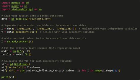 Statistical Modelling Variance Inflation Factor Vif In Regression