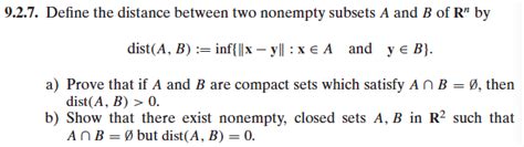 9 2 7 define the distance between two nonempty