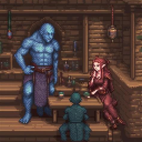 Pixel Art Dungeon Scene With A Man And Woman Premium AI Generated Image
