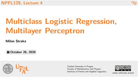 Ppt Multiclass Logistic Regression Multilayer Perceptron Milan