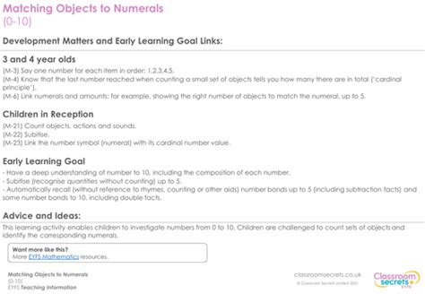 Eyfs Matching Objects To Numerals 0 10 Learning Activity Teaching Resources