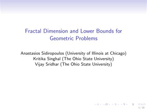 Ppt Fractal Dimension And Lower Bounds For Geometric Problems