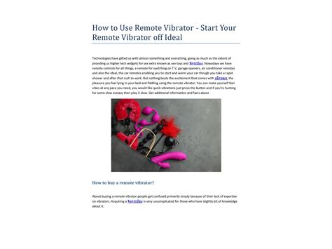 How To Use Remote Vibrator Start Your Remote Vibrator Off Ideal By Toy Hiso Issuu