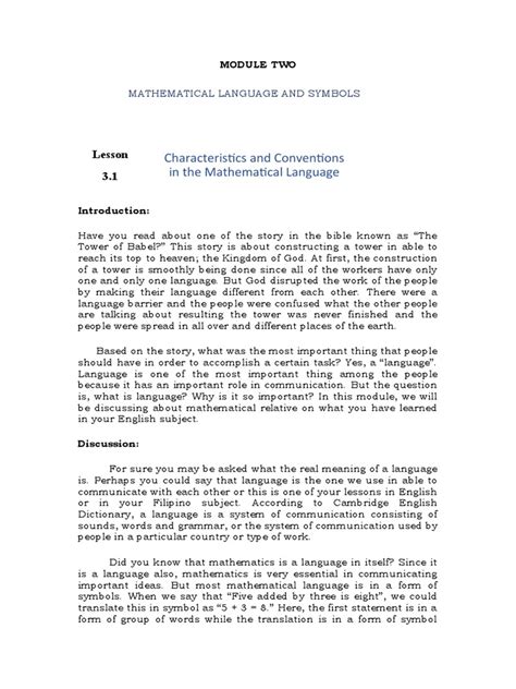 Mathematics In The Modern World Module 2 Guide Pdf Teaching Mathematics Vocabulary