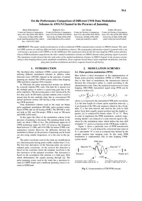 Pdf On The Performance Comparison Of Different Uwb Data Modulation