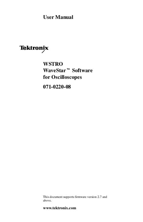 Tektronix Wstro User Manual
